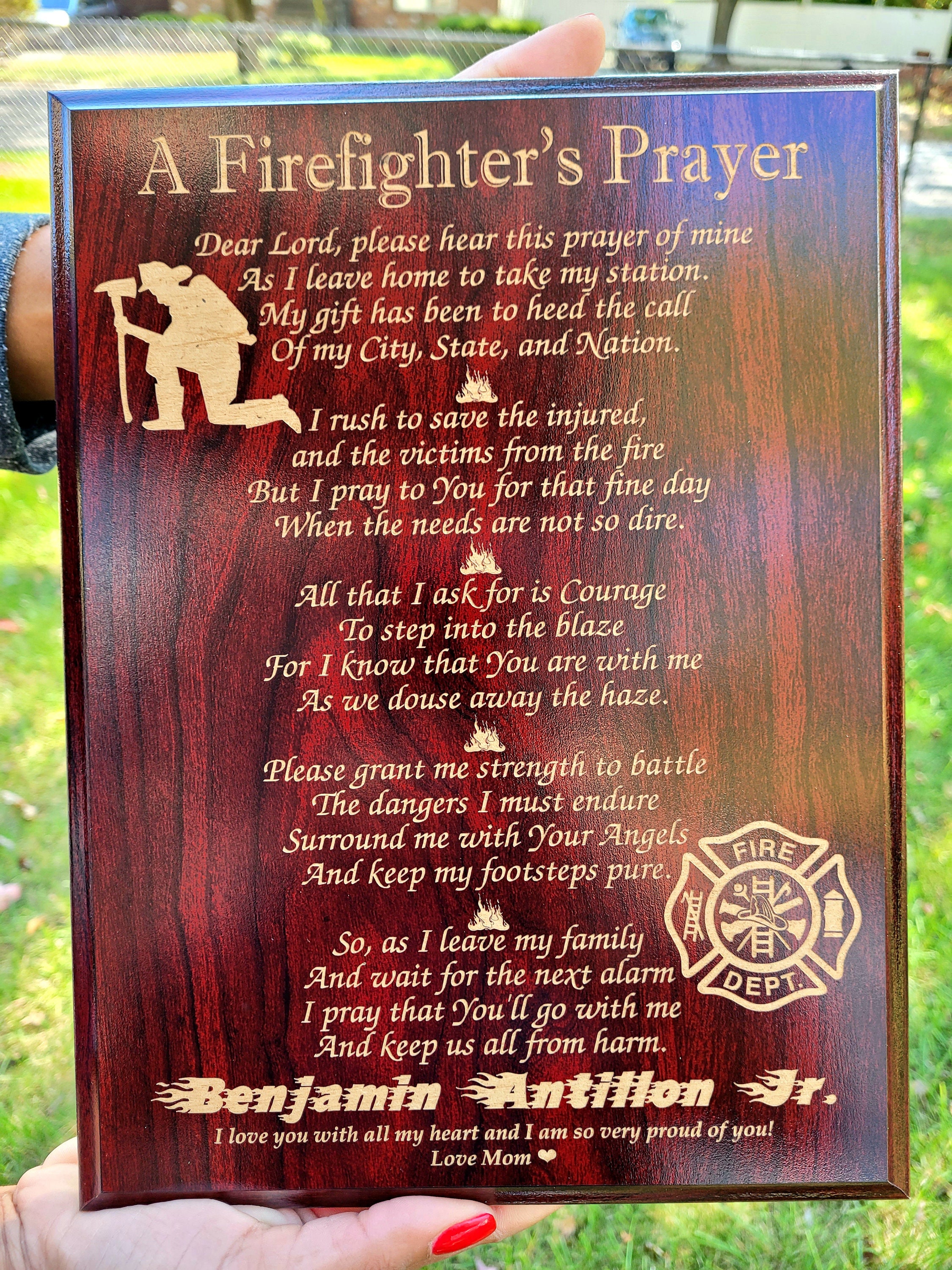 Firefighter's Prayer Personalized Laser Engraved Fireman | Etsy