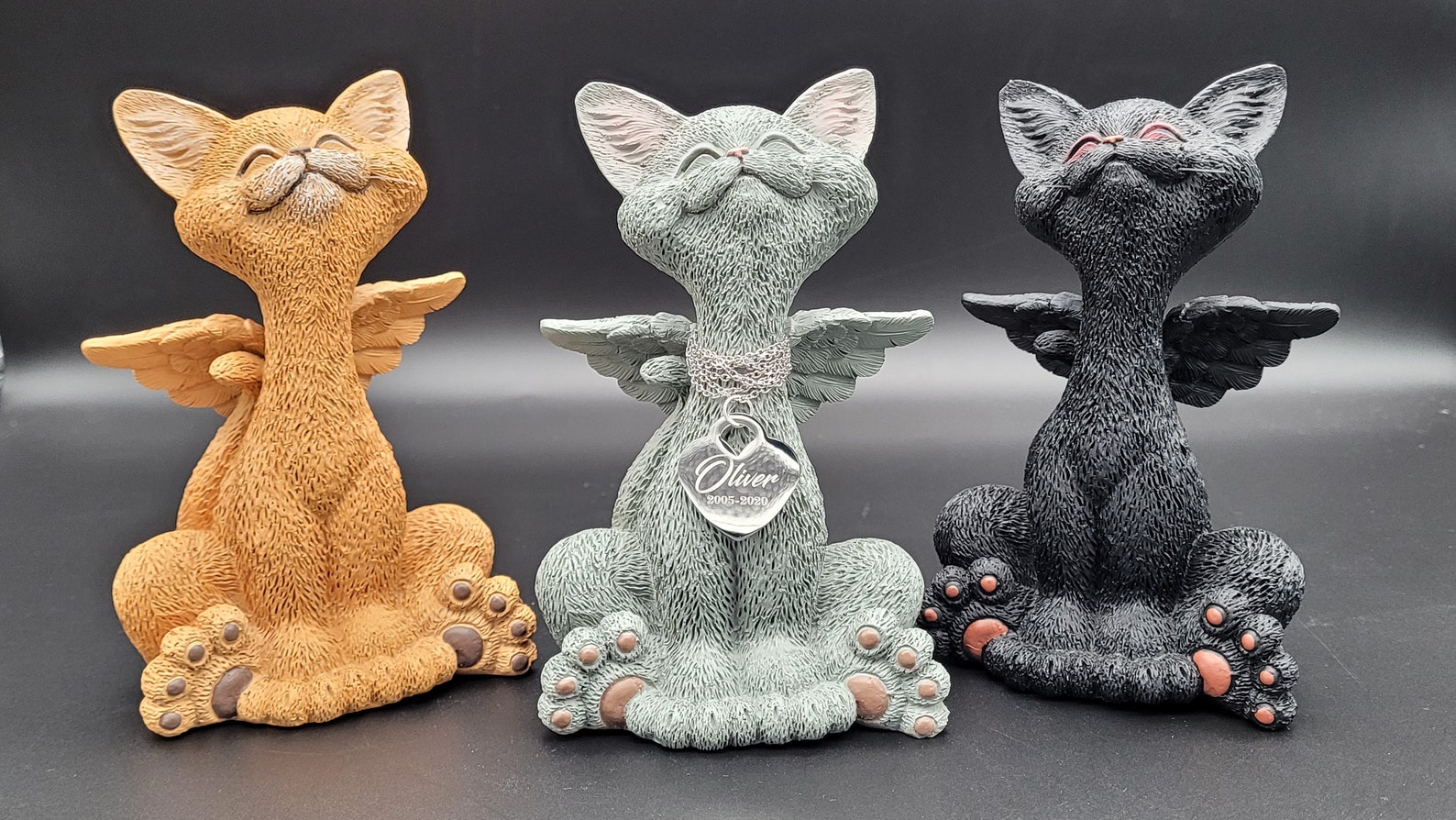 Winged Cat Sculpture With Personalized Collar Angel Kitty | Etsy