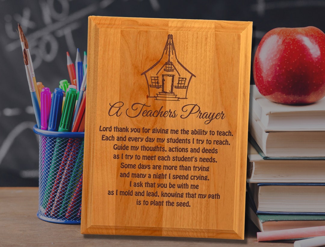 Teacher's Prayer Plaque Red Alder Custom Engraved Teacher Prayer Plaque ...
