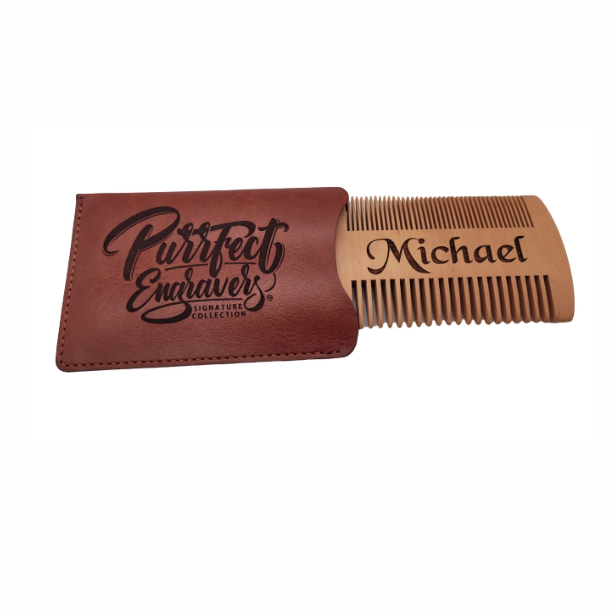 Personalized Wood Comb With Leather Pouch for Man Beard - Etsy