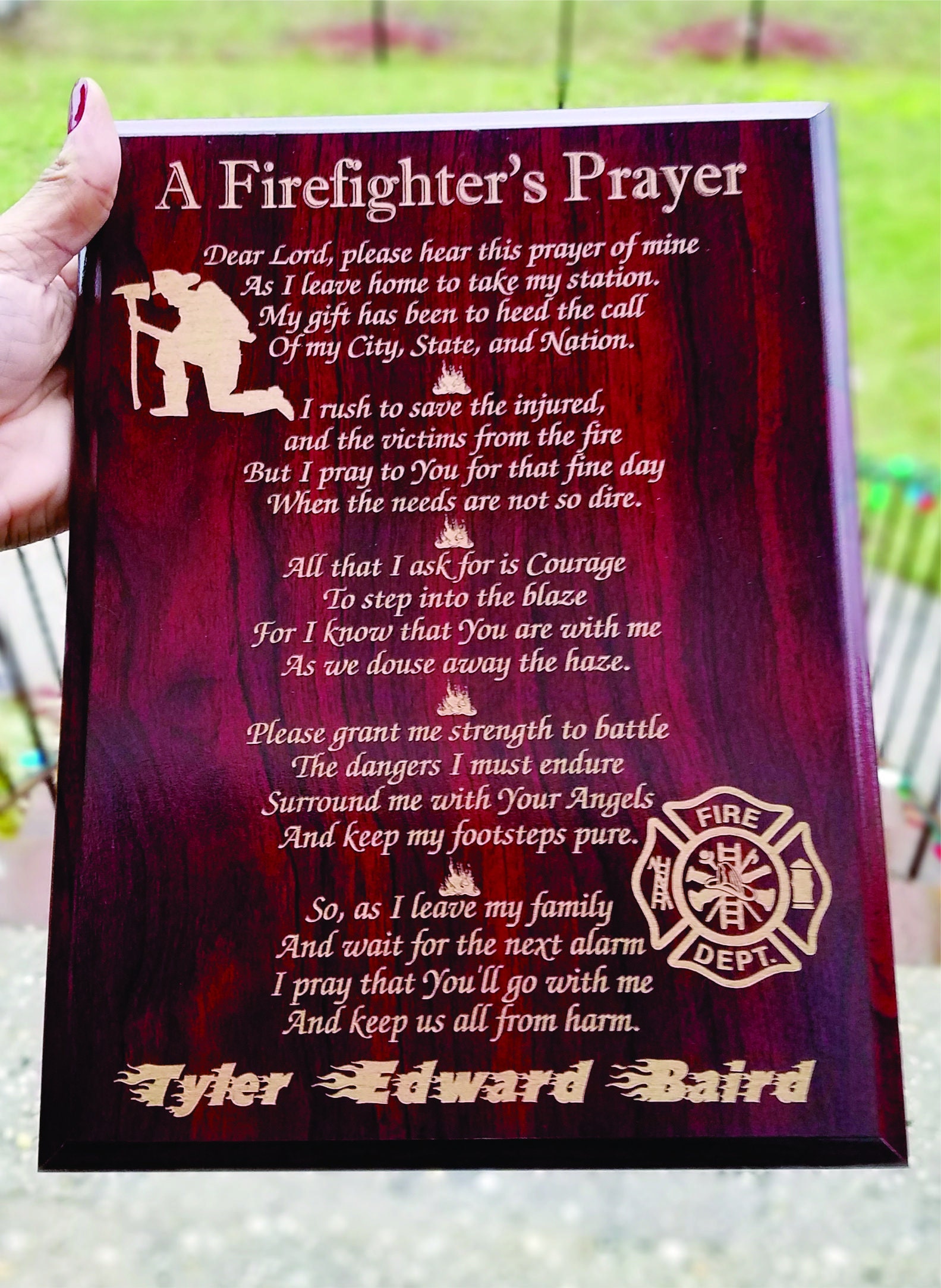 Firefighter's Prayer Personalized Laser Engraved Fireman - Etsy