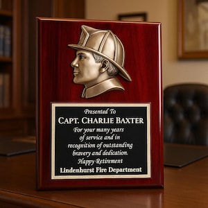 Fireman Plaque With 3D Brass Portrait Personalized Name Poem ...