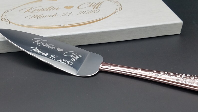 Wedding Cake Server Set With Crystal Handle Personalized - Etsy
