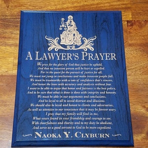 Lawyer Prayer Plaque Personalized Poem Engraved Attorney Gift Custom ...