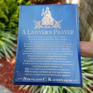 Lawyer Prayer Plaque Personalized Poem Engraved Attorney Gift Custom ...