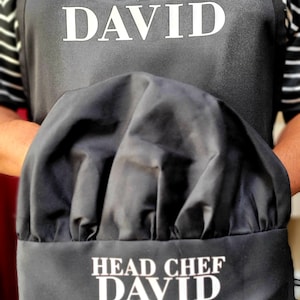 Personalized Apron and Hat, Chef Hat and Apron, Large Pocket Apron ...