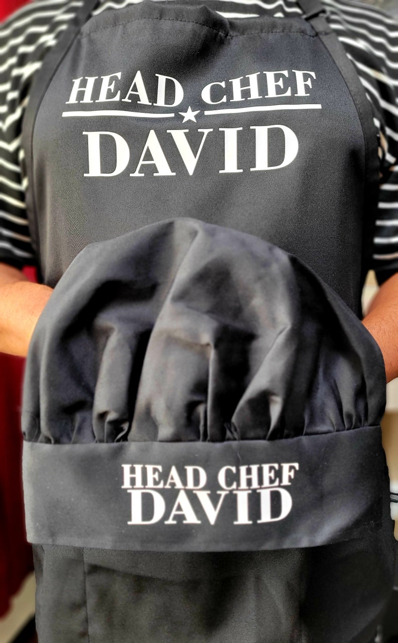Personalized Apron and Hat Chef Hat and Apron Large Pocket | Etsy