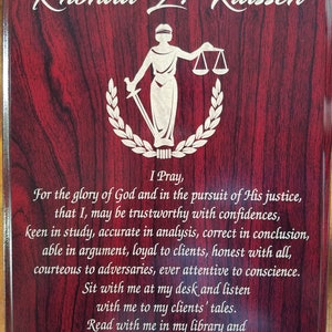 Personalized Lawyer Gift Idea Laser Engraved Prayer Plaque Law Business ...