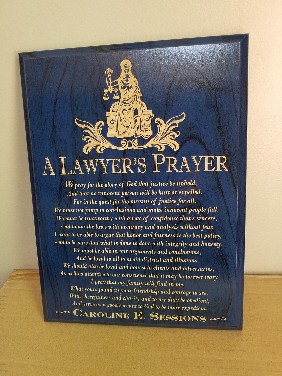 Lawyer Prayer Plaque Personalized Poem Engraved Attorney Gift Custom ...
