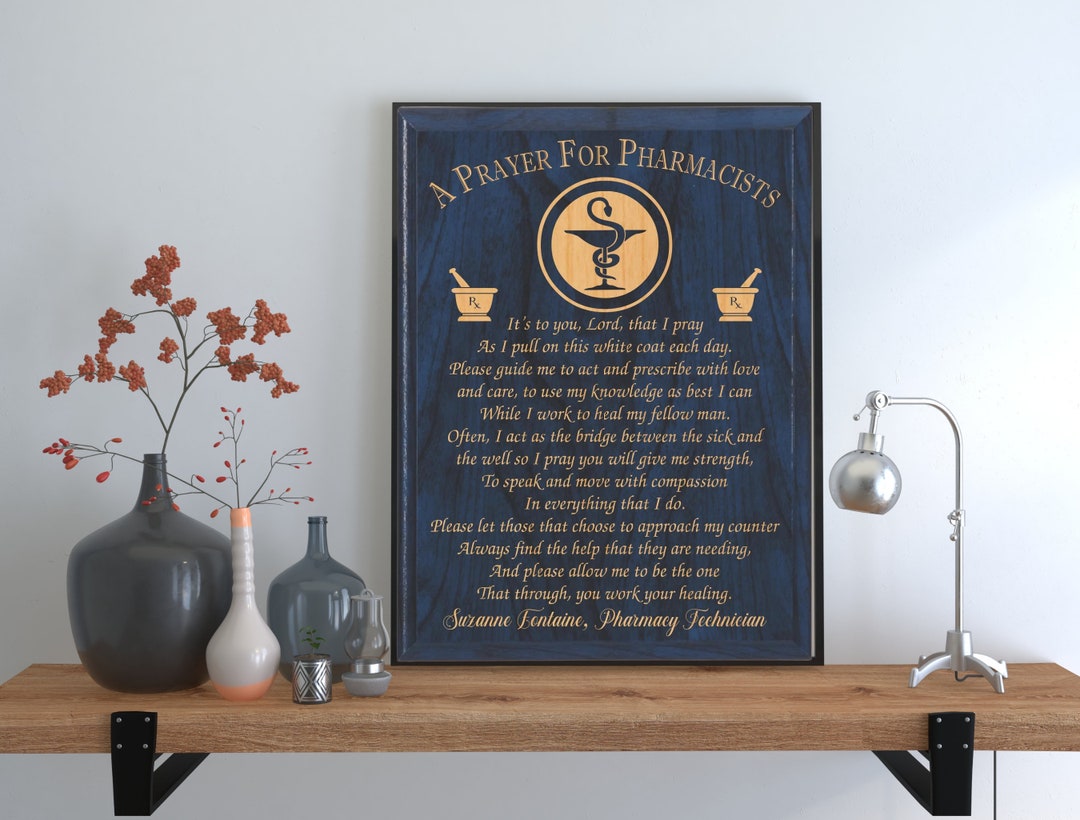 Personalized Pharmacist Gift Idea Prayer Plaque Appreciation Poem ...