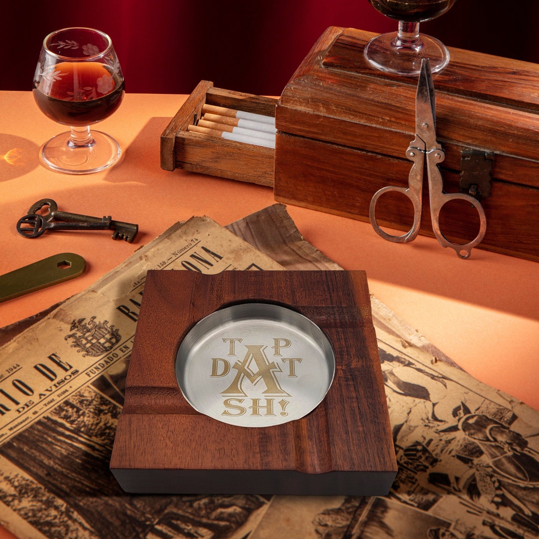 Wooden Ashtray for Cigar With Rest Personalized Engraved Custom Name ...