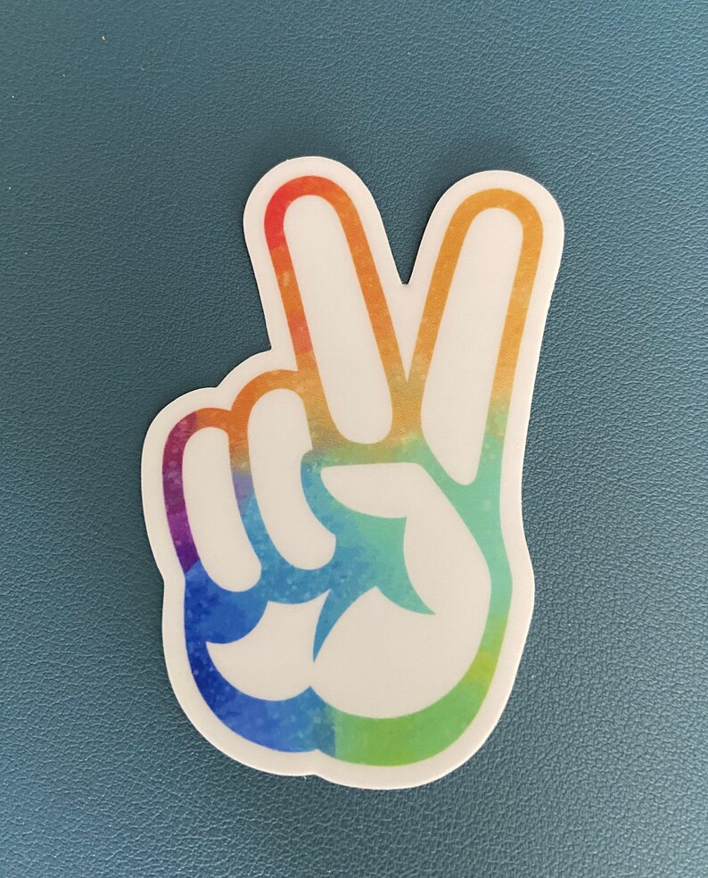 Rainbow Peace Sign Sticker - Etsy