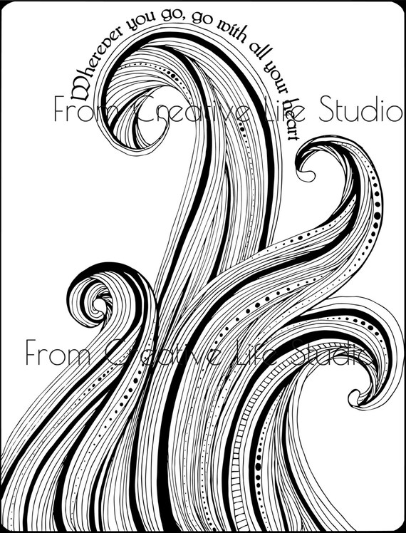 Rising Wind Adult Coloring Page | Etsy