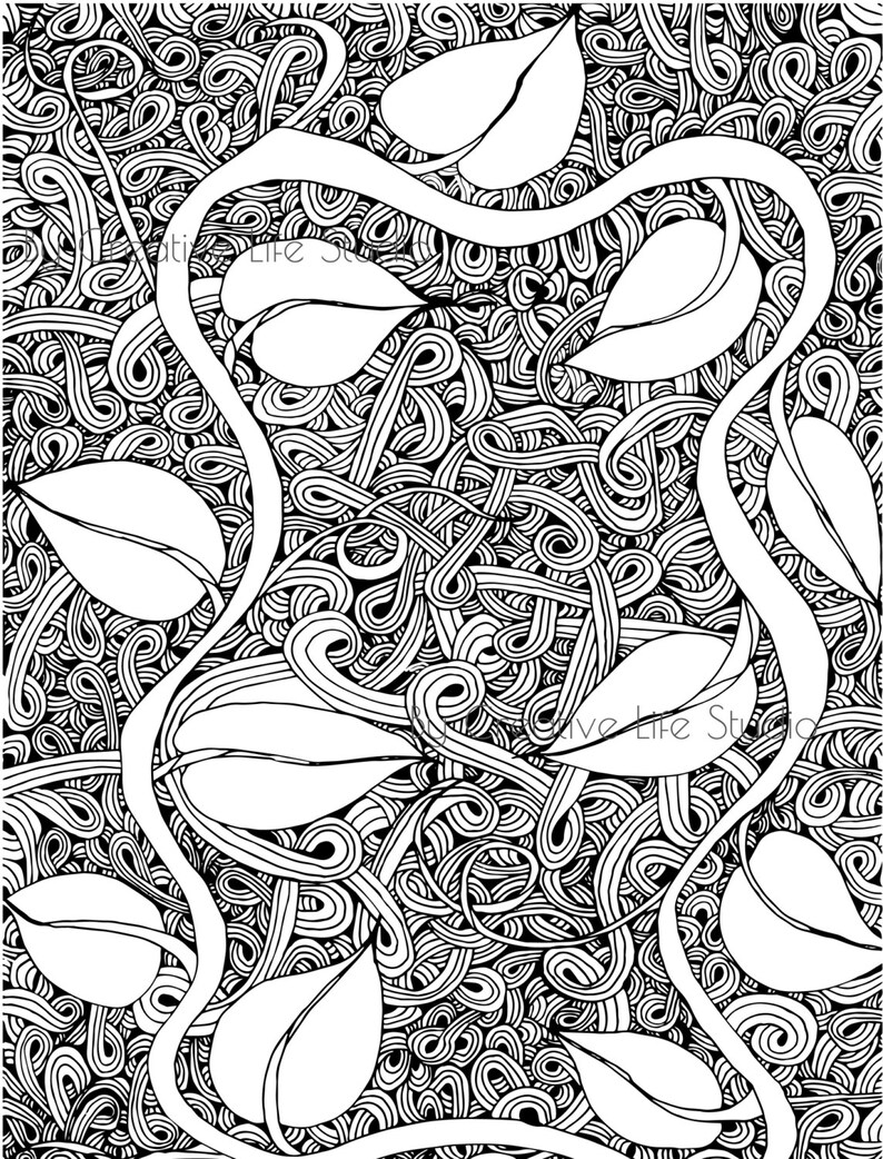 Vine Swirl Adult Coloring Page - Etsy