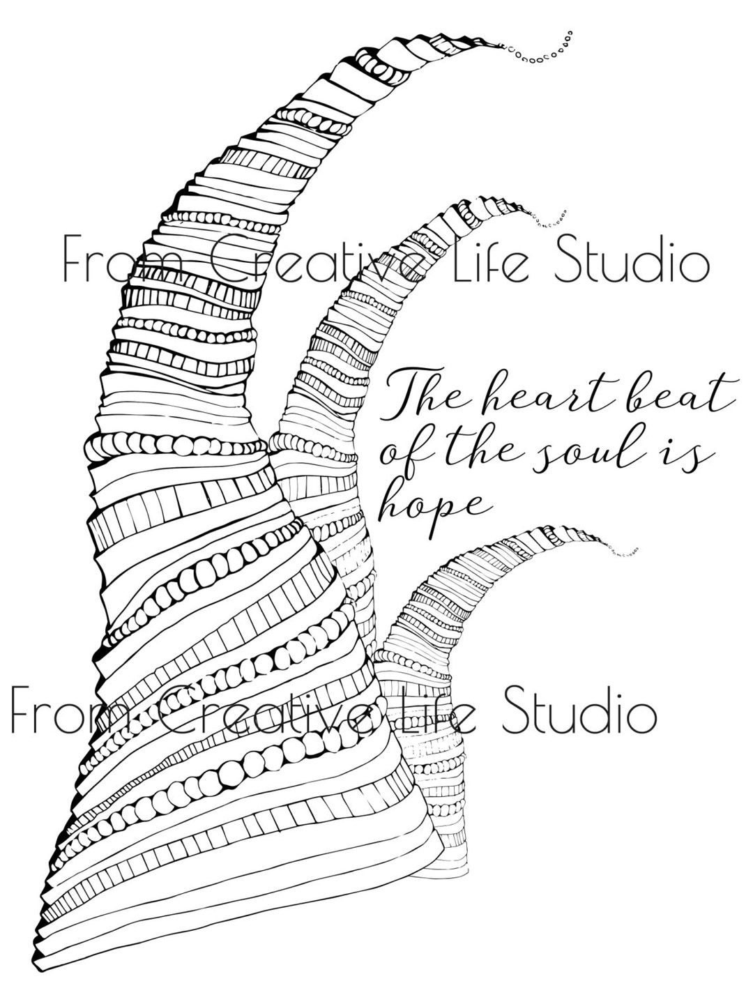 Magic Horns Adult Coloring Page - Etsy