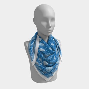 Pretty Blue Seashells Silk Scarf - Etsy