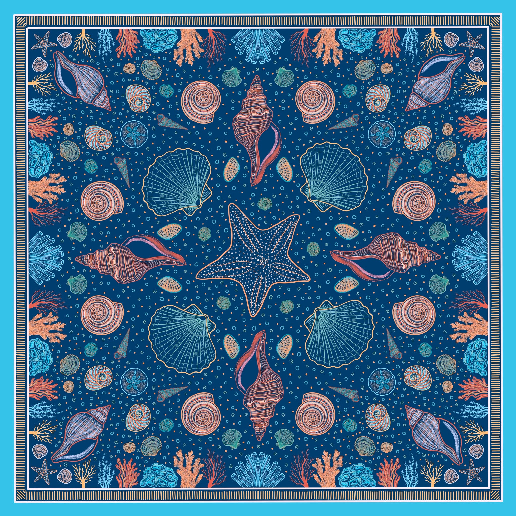 Colorful Seashells Silk Scarf - Etsy