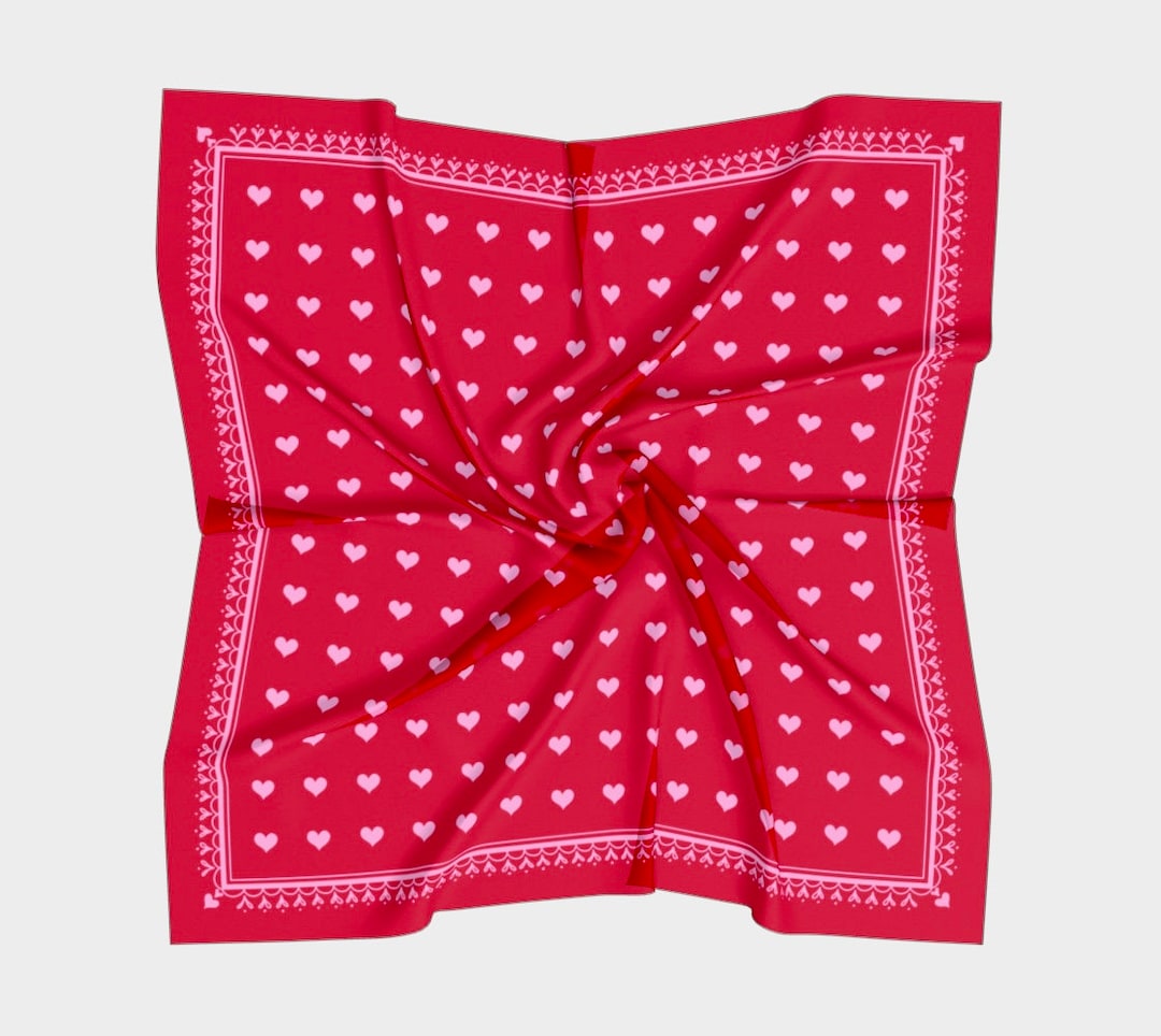 Silk Scarf - Sweetheart With Pink Hearts - Etsy