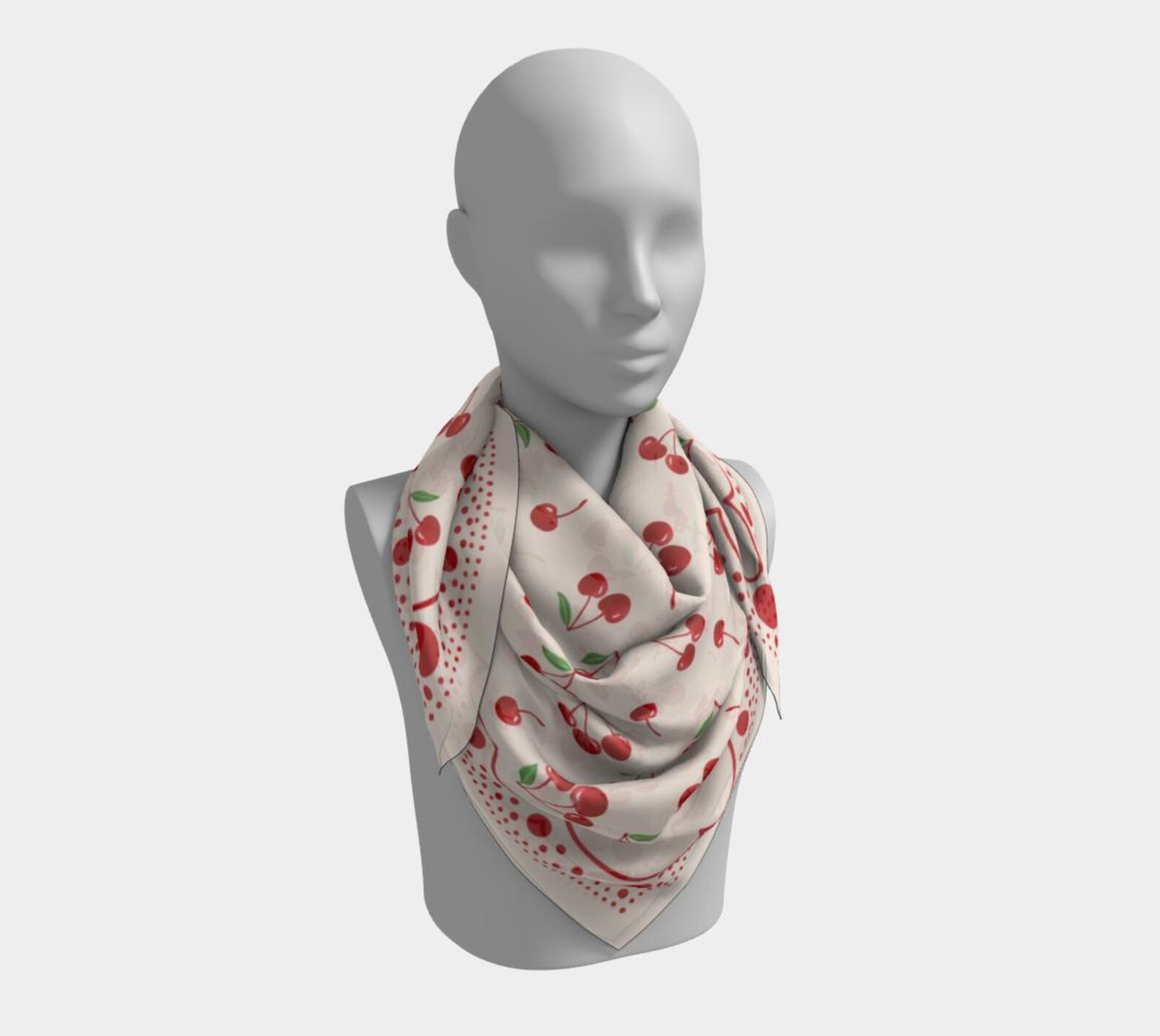 Silk Scarf - Classic Cherries - Cream - Etsy