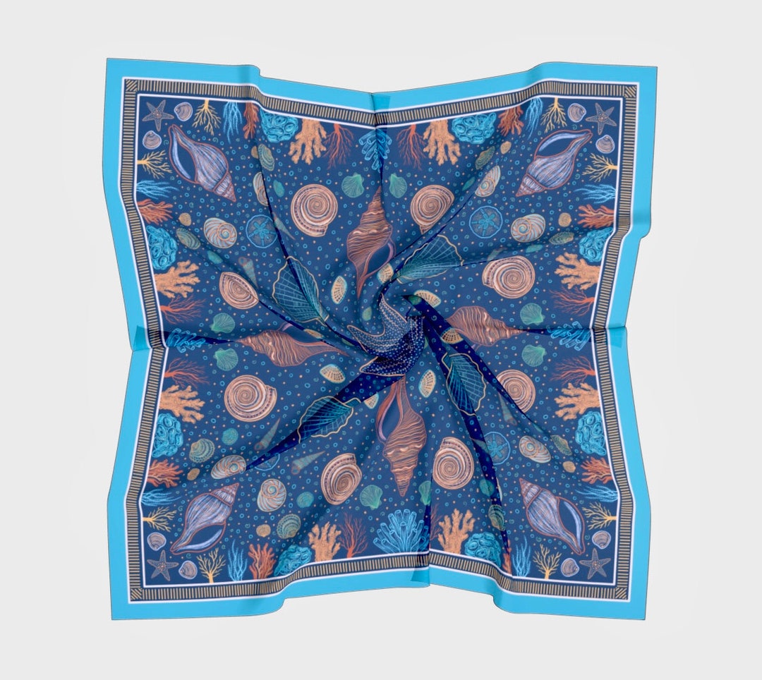 Colorful Seashells Silk Scarf - Etsy