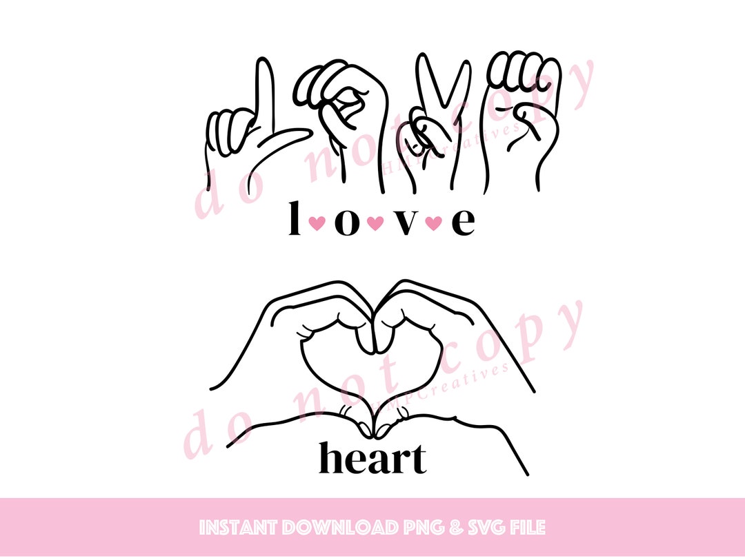 American Sign Language ASL Valentine's Day SVG Cut Files for Cricut - Etsy