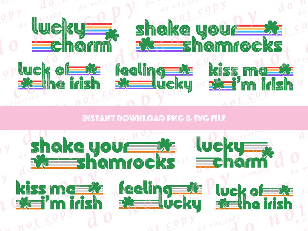 Retro Throwback St Patricks Day Bundle Lucky Irish SVG Cut Files & PNG ...