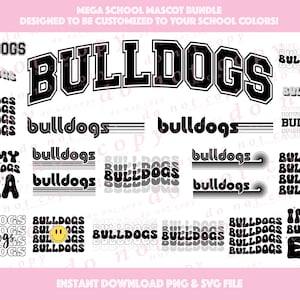 Bulldogs School Mascot Customizable Logo Bundle Varsity Retro Groovy ...
