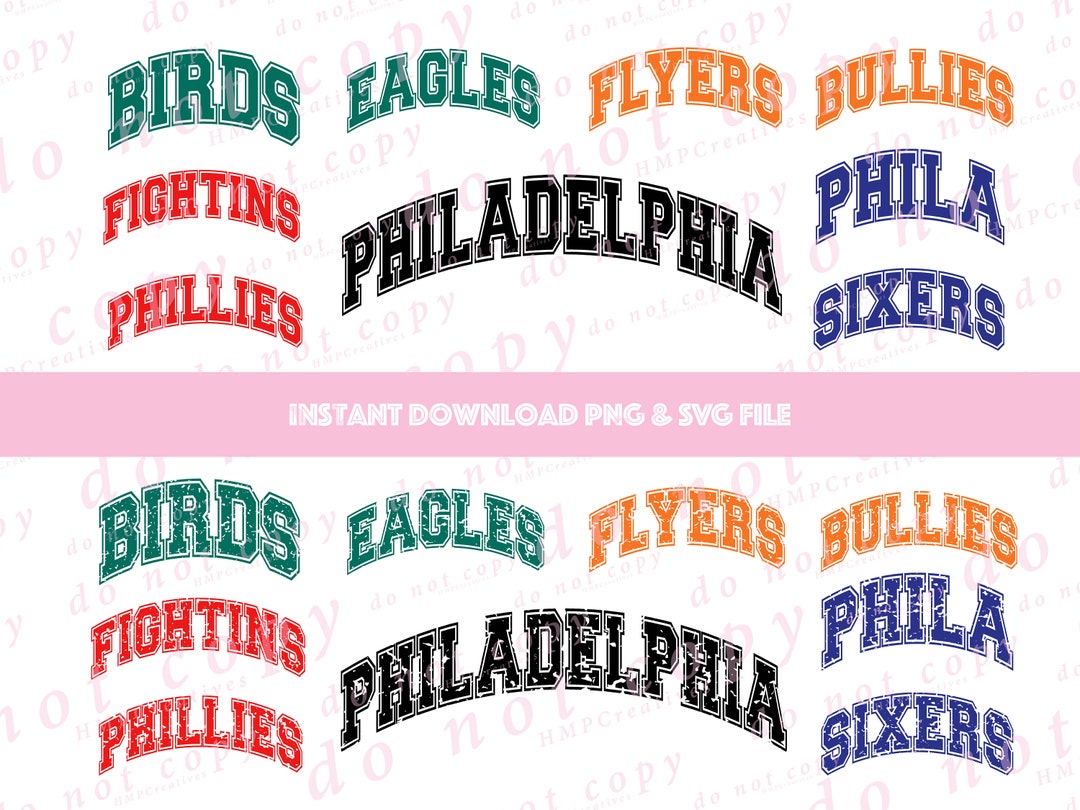 Philadelphia Sports Varsity Letters SVG Cut File & PNG Sublimation for ...