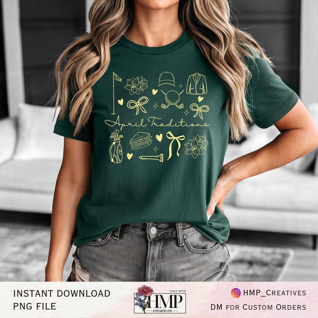 April Golf Traditions Doodle Collage Preppy Trendy PNG Digital File for ...