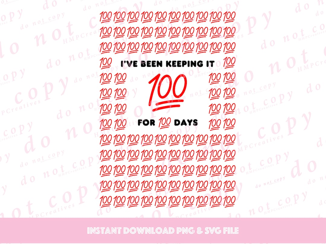 Keeping It 100 Emoji One Hundred Days of School SVG Cut File & PNG ...