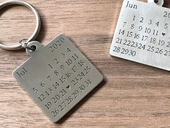 Calendar Keychain Personalized Keychain Date Highlighted - Etsy
