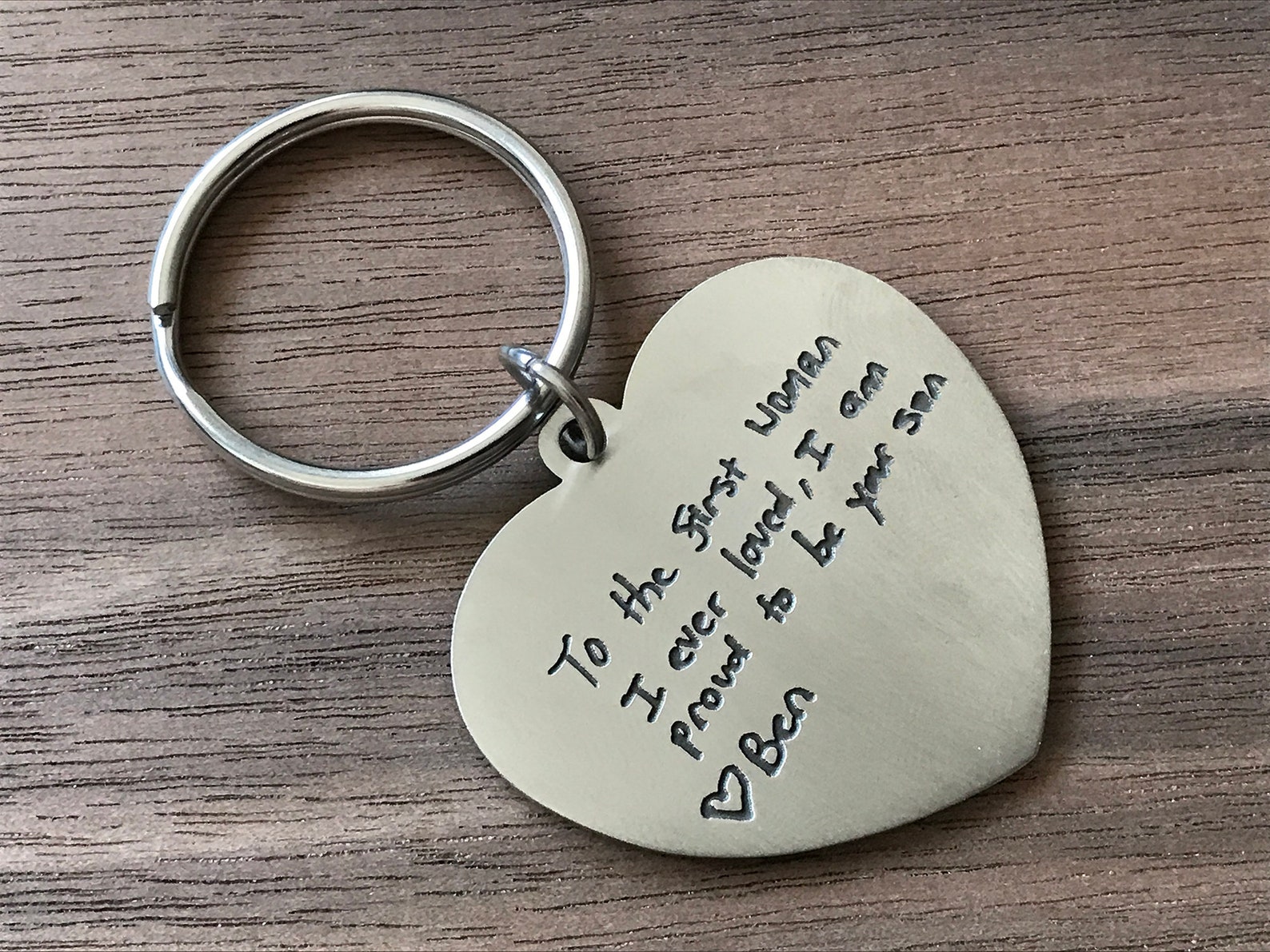 Actual Handwriting Keychain Signature Keychain Heart | Etsy