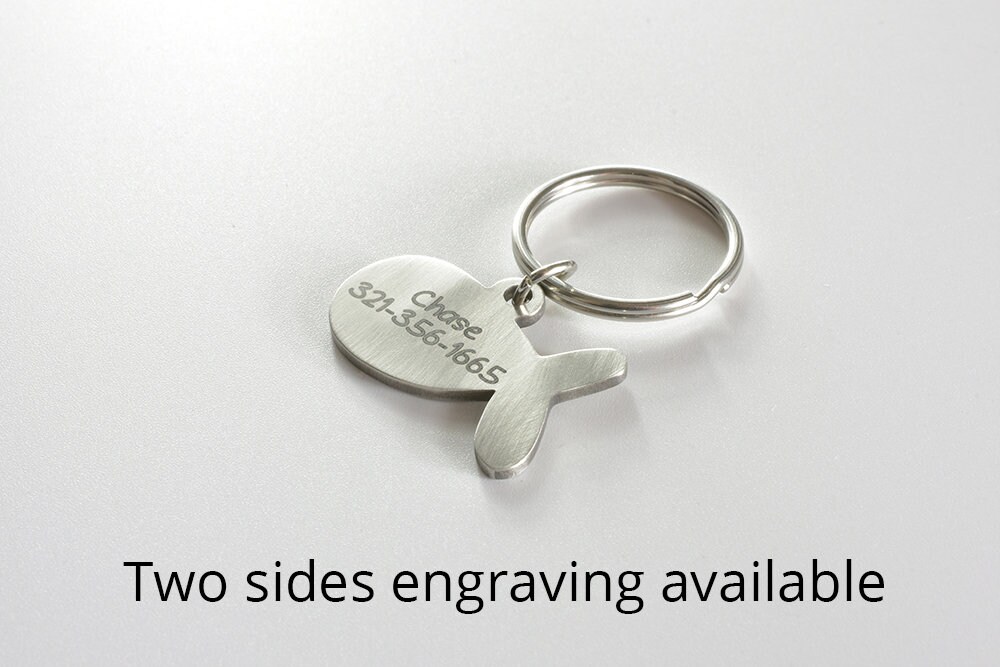 Custom cat id tag double sided pet id tag personalized fish | Etsy