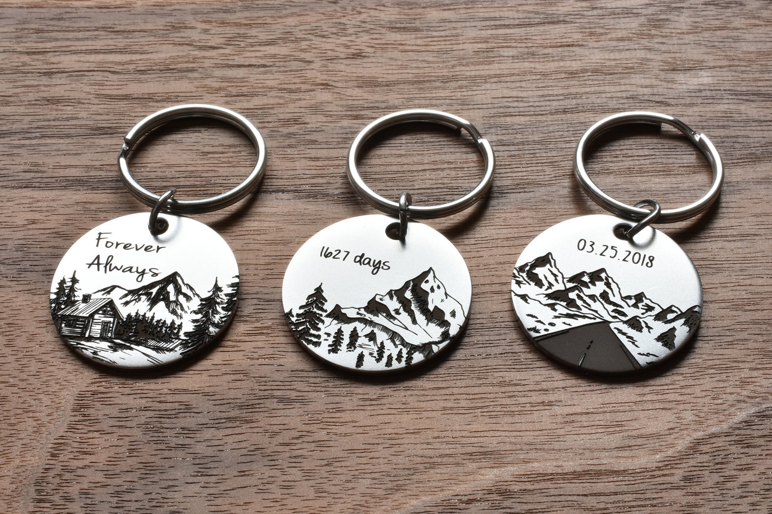 Personalized Keychains Mountain Keychain Anniversary Gift - Etsy