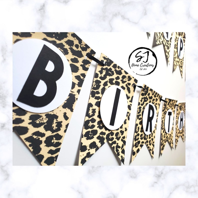 LEOPARD HAPPY BIRTHDAY Banner Birthday Banner Birthday - Etsy