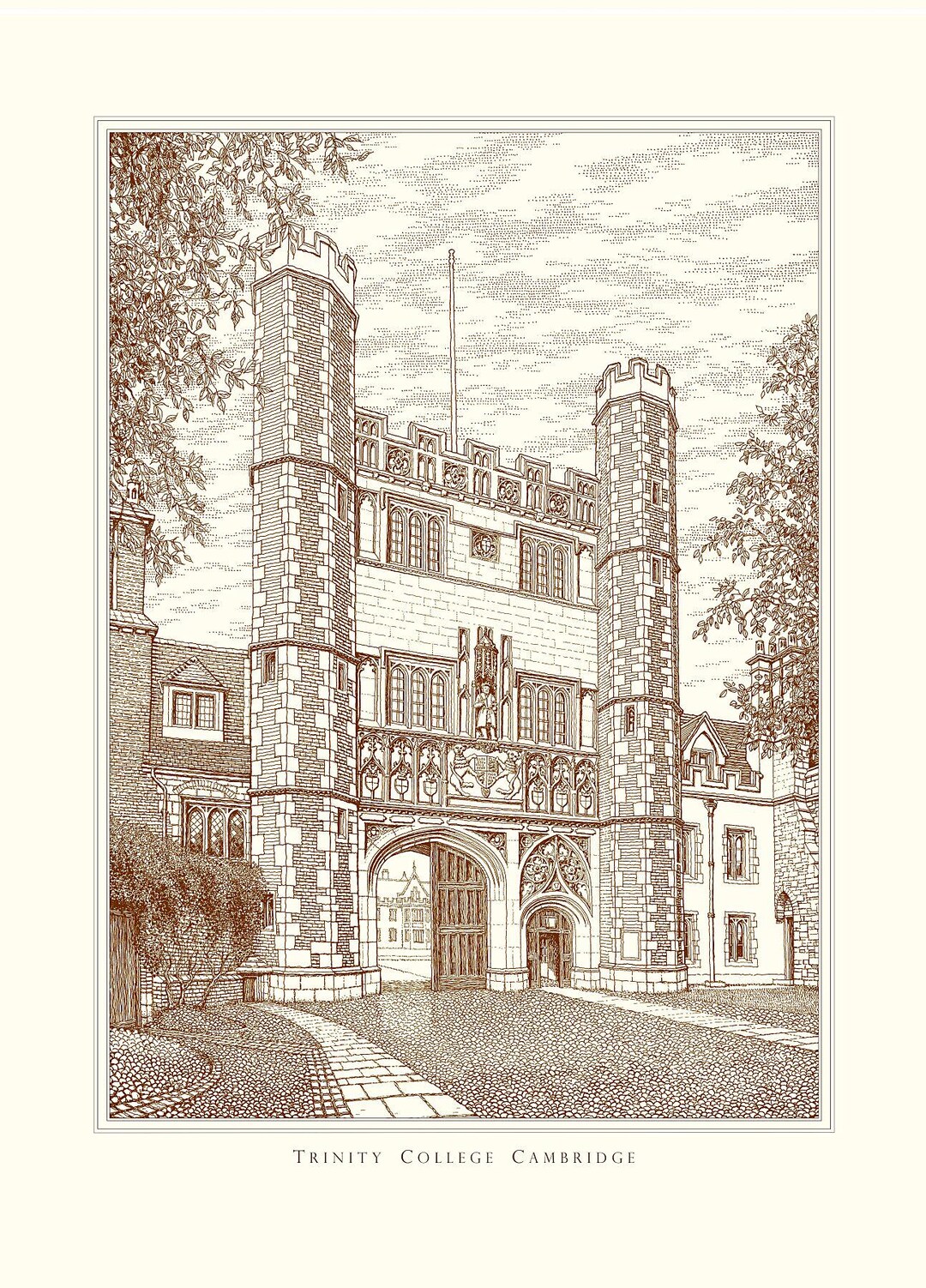 Trinity College Cambridge Print of Line Drawing - Etsy