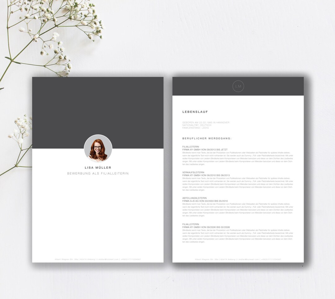 Application Template Minimal Office for MS Word/german Cvtemplate - Etsy