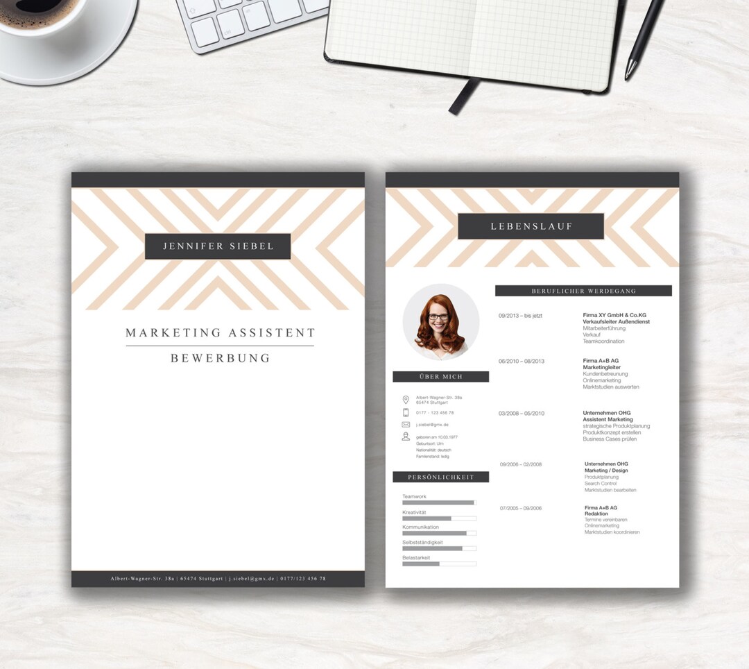 Application Template Classy Stripes for MS Word - Etsy