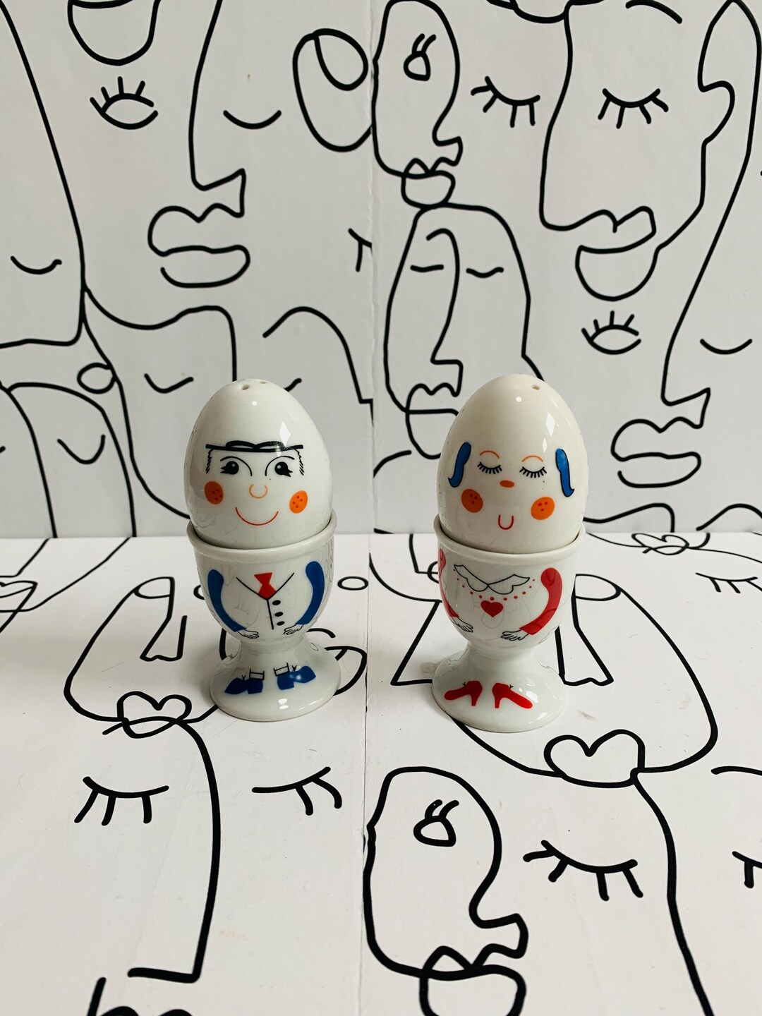 Vintage Mr Mrs Humpty Dumpty Pepper & Salt Egg Cup Tableware 80s - Etsy