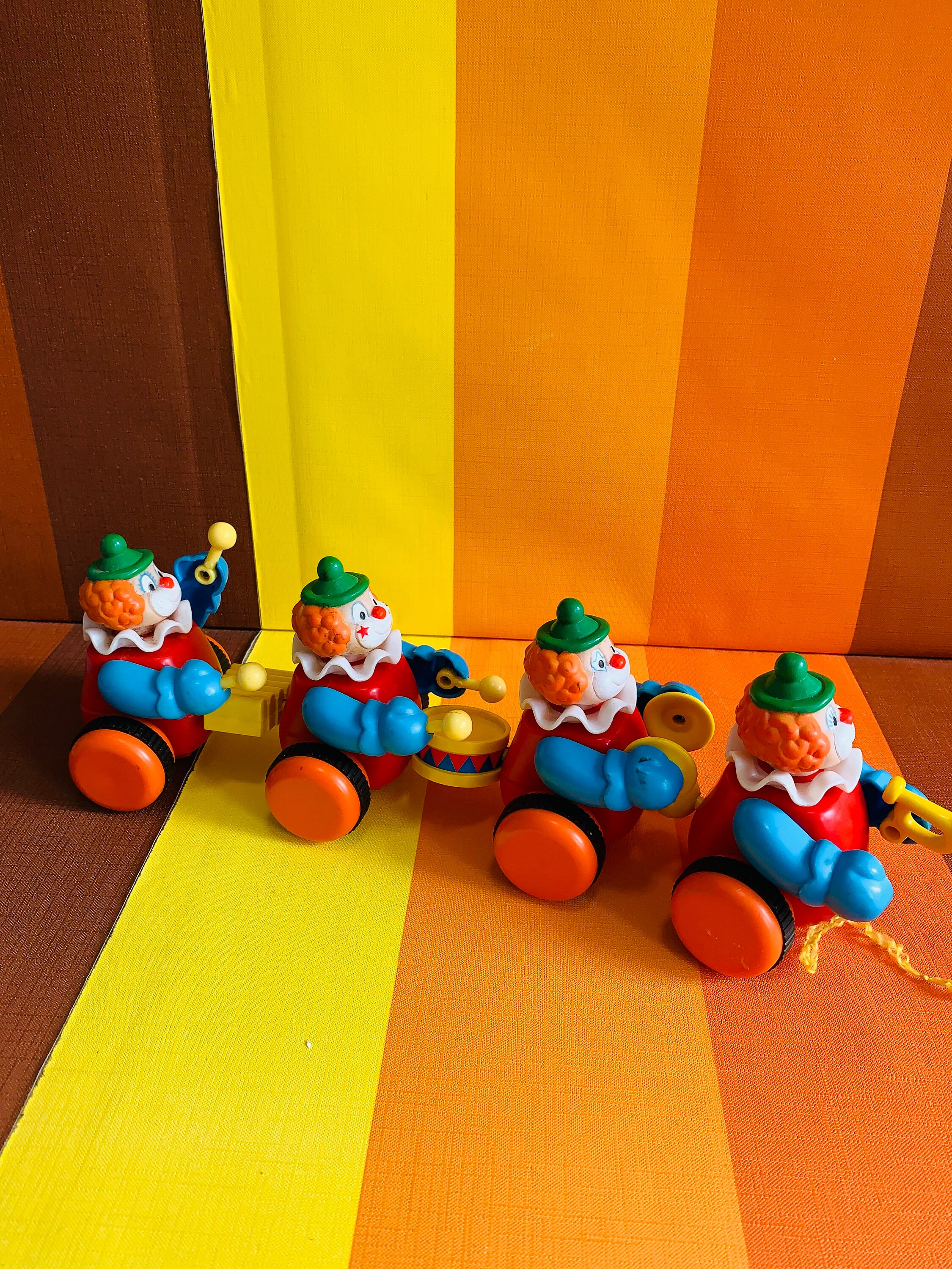 Vintage Pull Along Rolling Clown Band 70s Bluebox Toddler Toys - Etsy