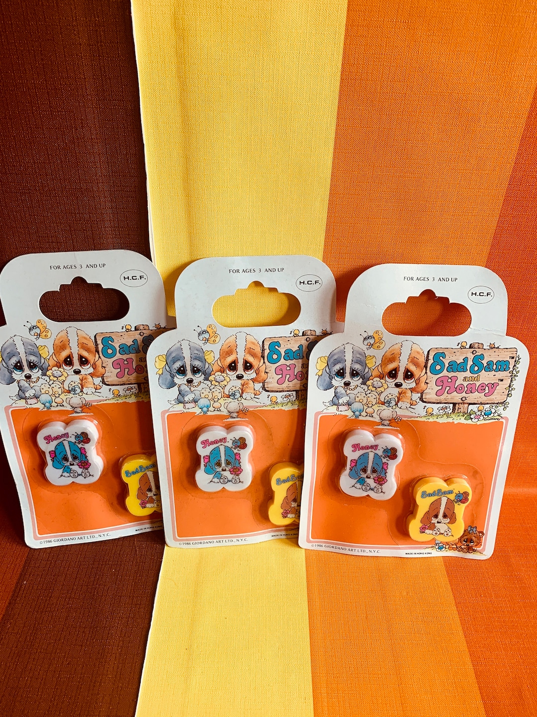 Vintage Sad Sam and Honey Giordano ART Made in Hong Kong 1986 Erasers ...