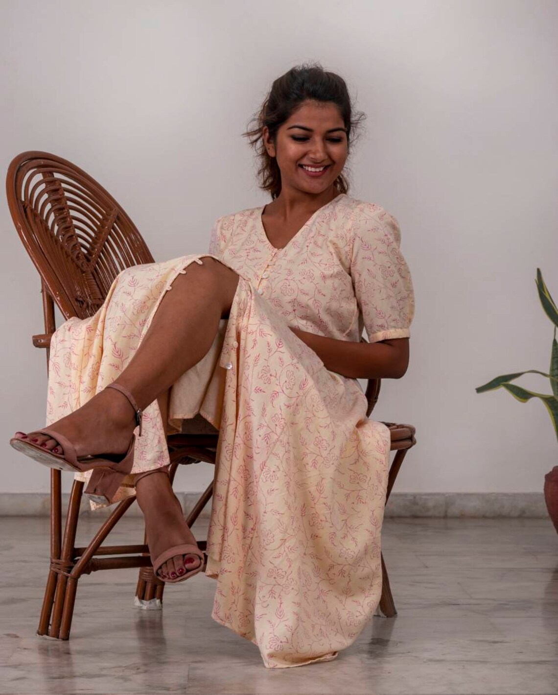 Cream Linen Dress Block Print Dress Sundress Maxi Dress | Etsy