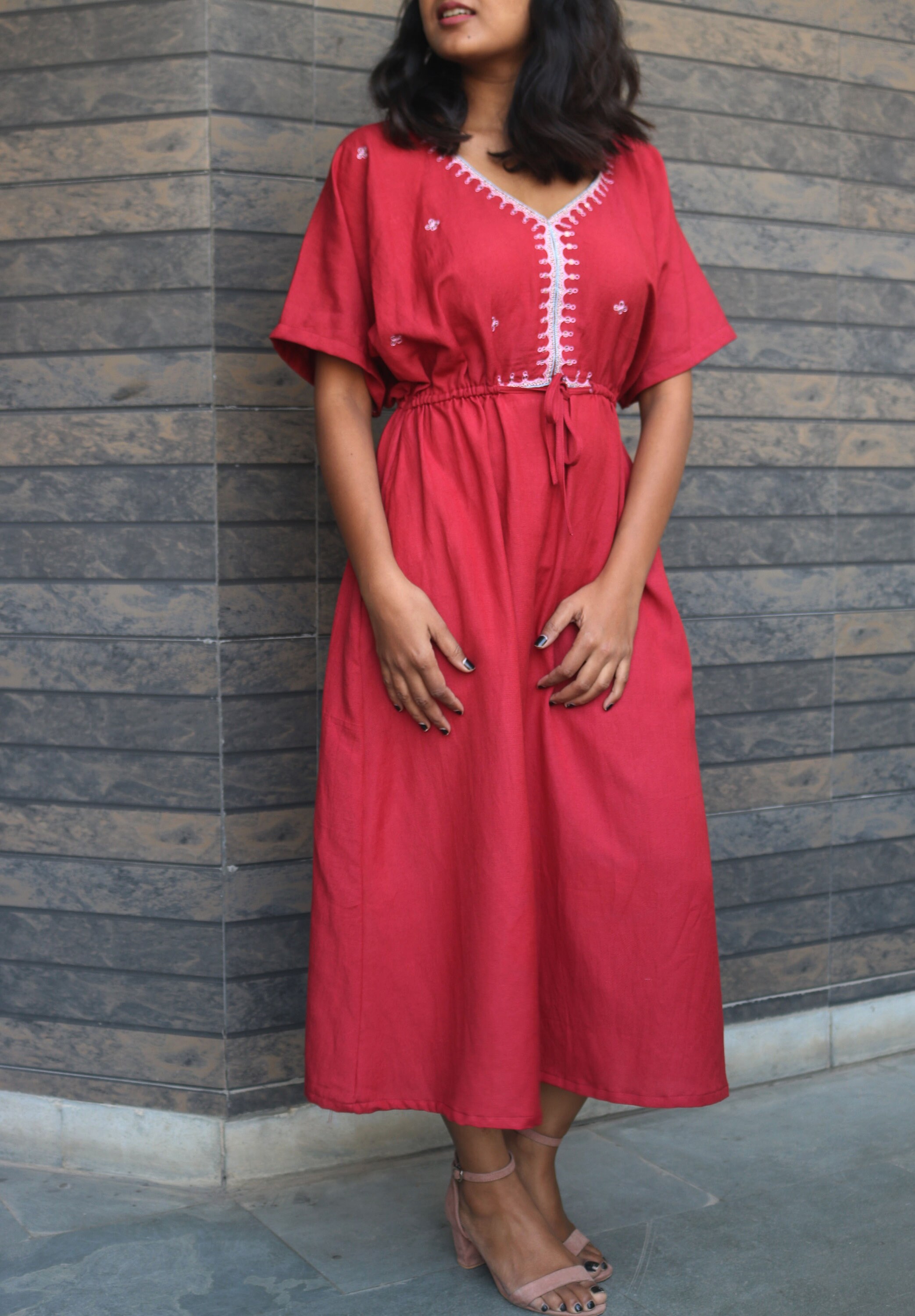 Boho dress for women Red linen dress Bohemian dress Linen | Etsy