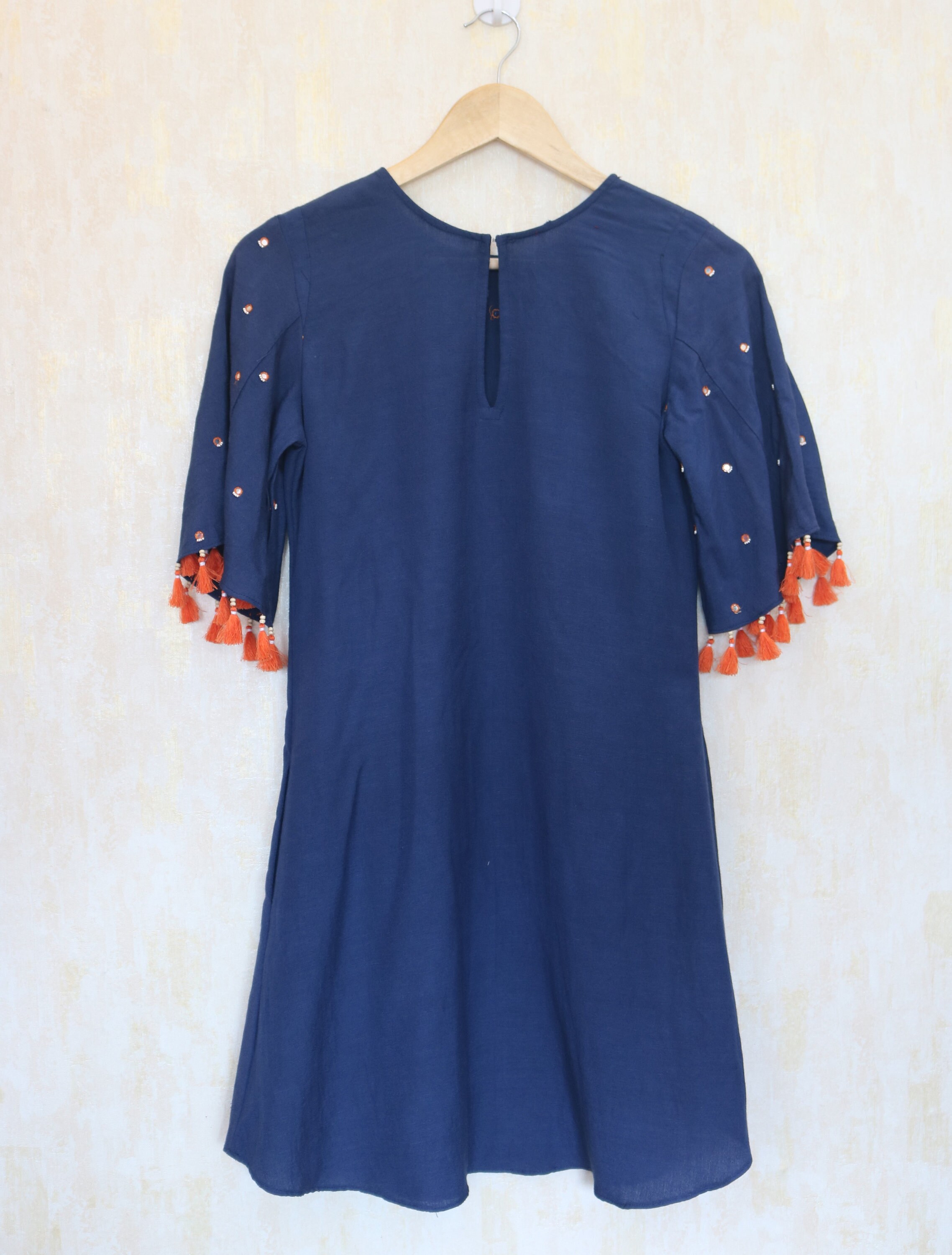 Shift dress for women Blue linen dress Tassel dress Made to | Etsy