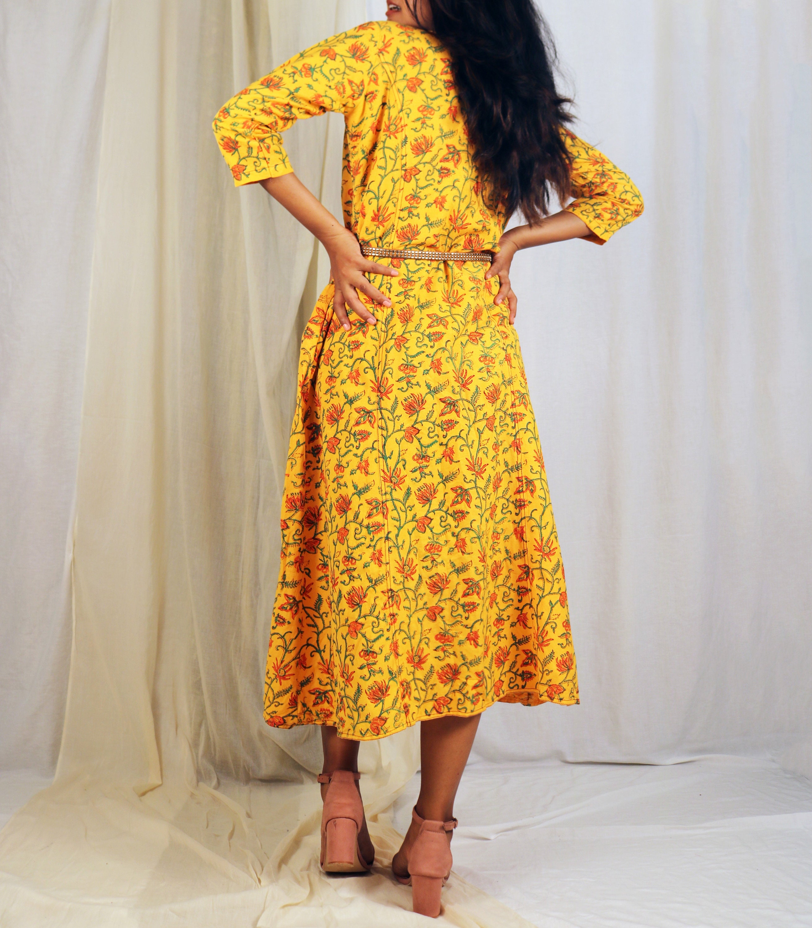 Floral Linen Maxi Dress Maxi Dress for Women Block Print | Etsy