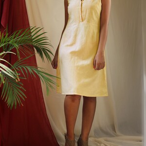 Yellow Linen Tunic, Shift Dress, Plus Size, Custom Made, Made to Order ...
