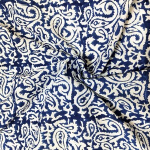 Blue Paisley Print Cotton Fabric Block Print Yardage by Hastha Katha - Etsy