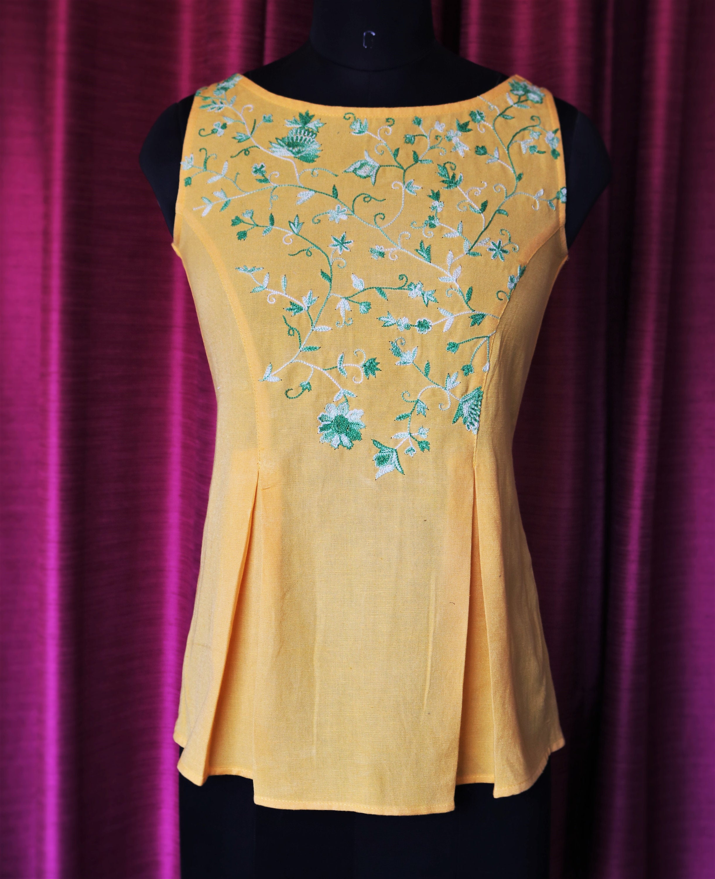 Yellow Linen Top for Women Pleated Linen Top Loose Top for | Etsy