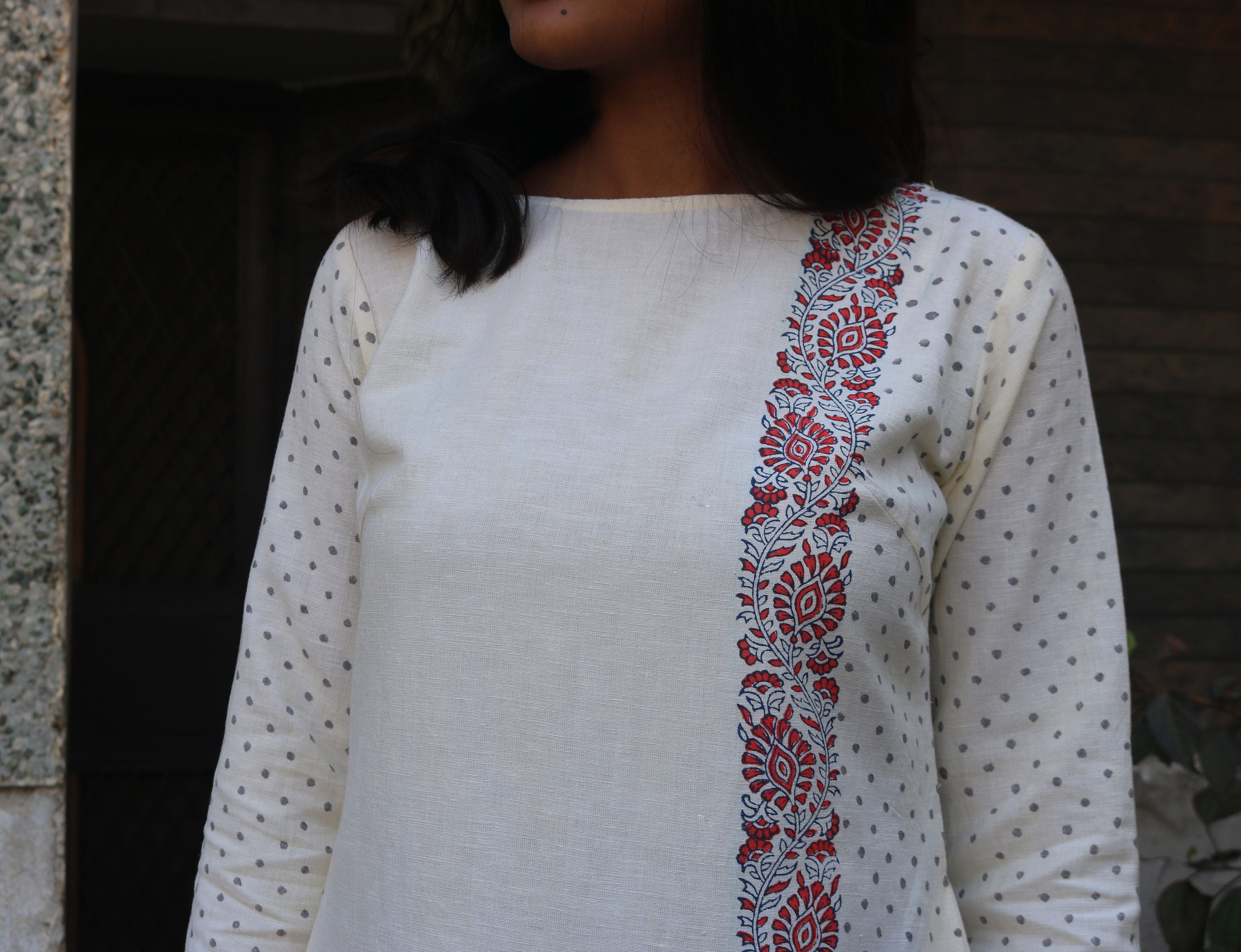 Buy Off-white Tunic Dress for Women, Linen Shift Dress, Hand Block ...