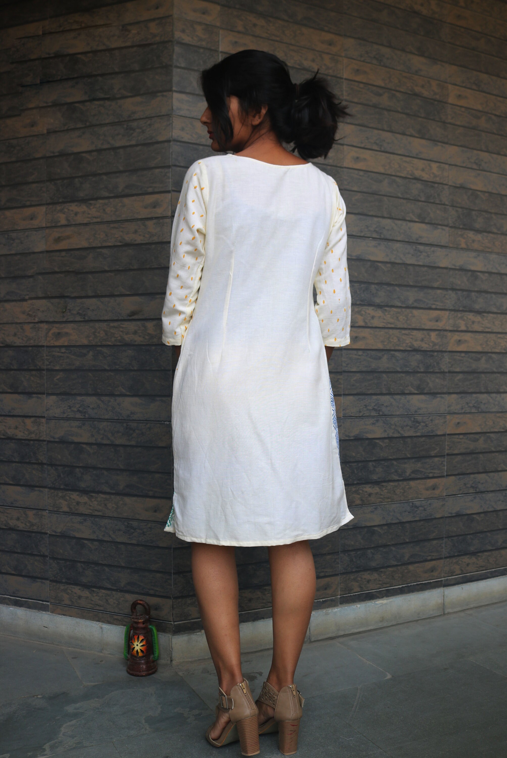 Off-white Tunic Dress for Women Linen Shift Dress Hand Block | Etsy
